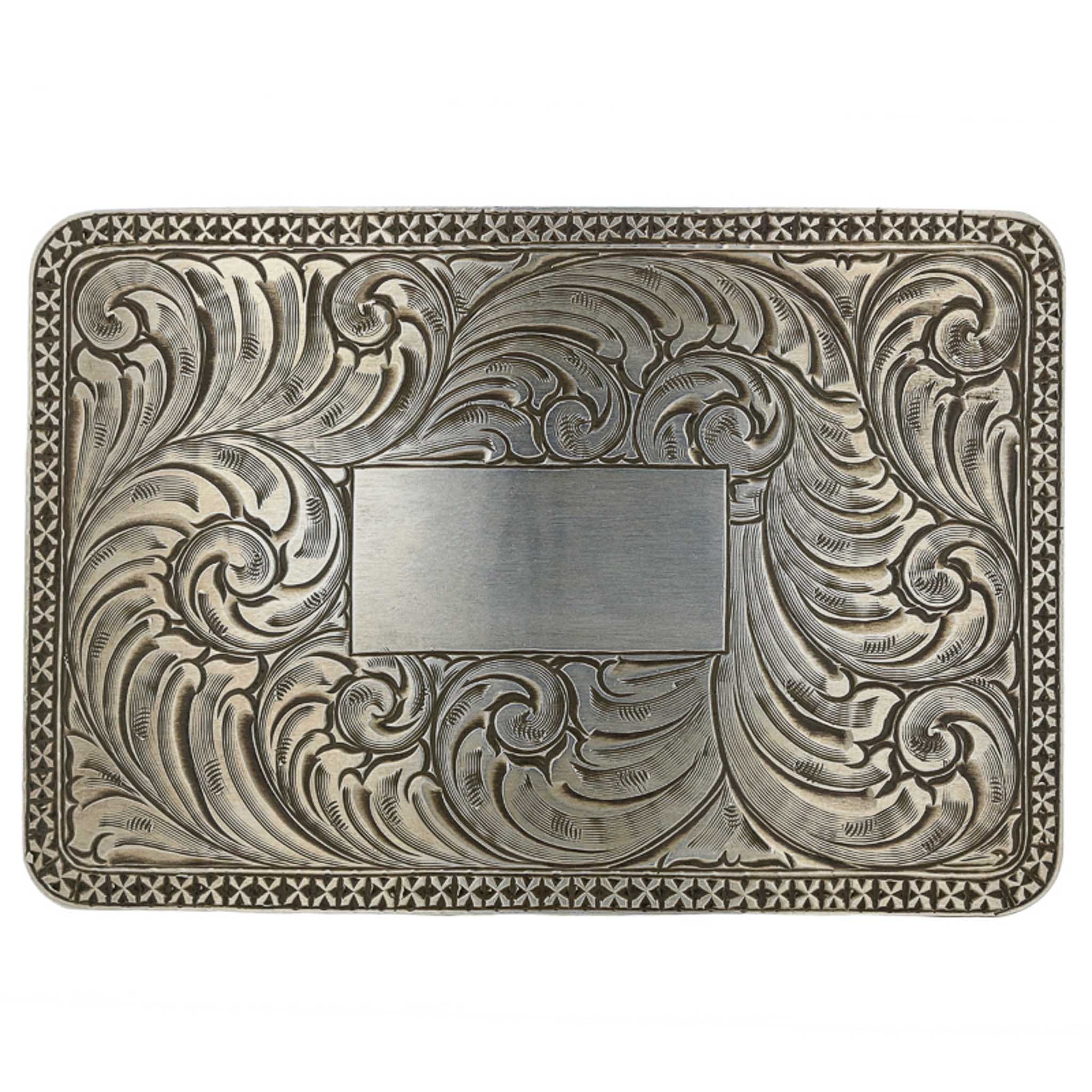 ENGRAVED TROPHY BUCKLE WITH CROSSHATCH BORDER