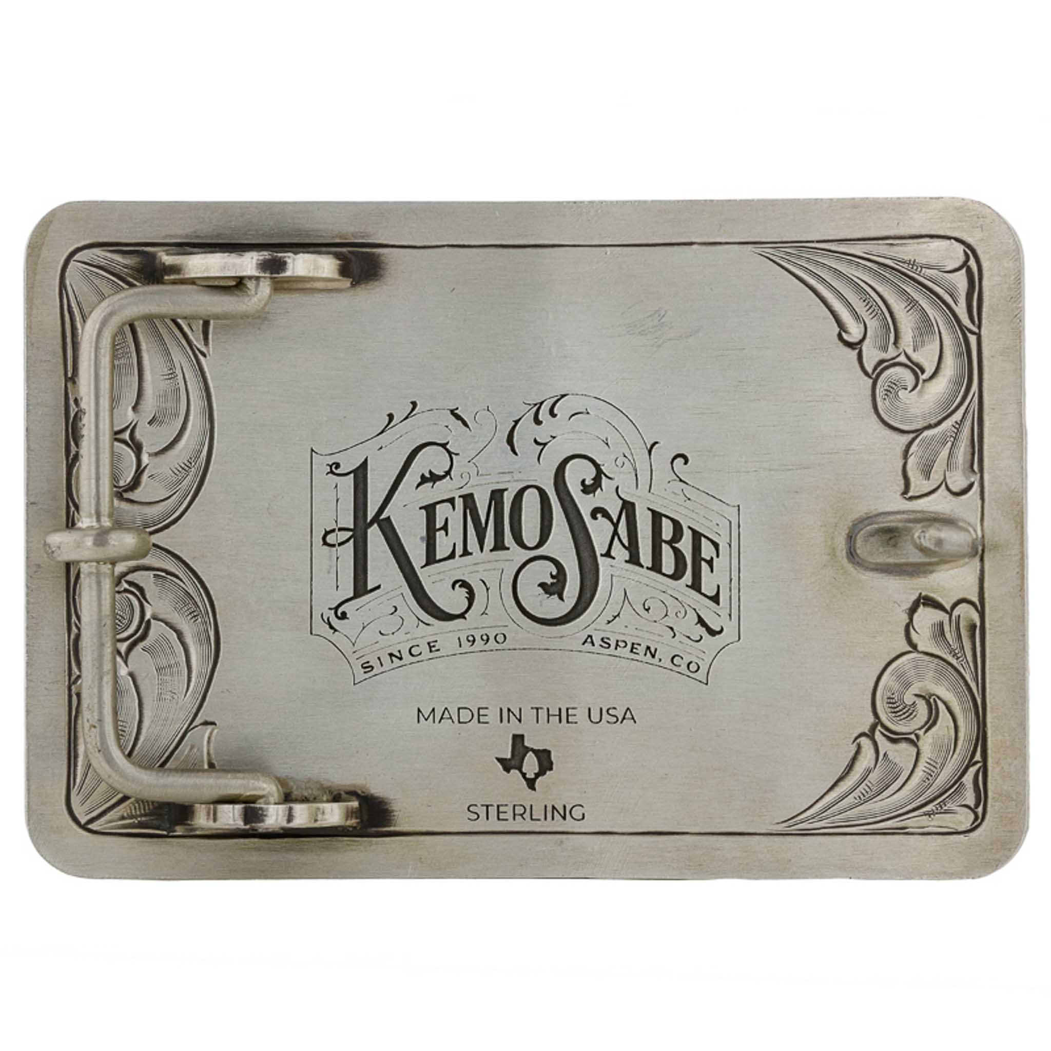 ENGRAVED TROPHY BUCKLE WITH CROSSHATCH BORDER