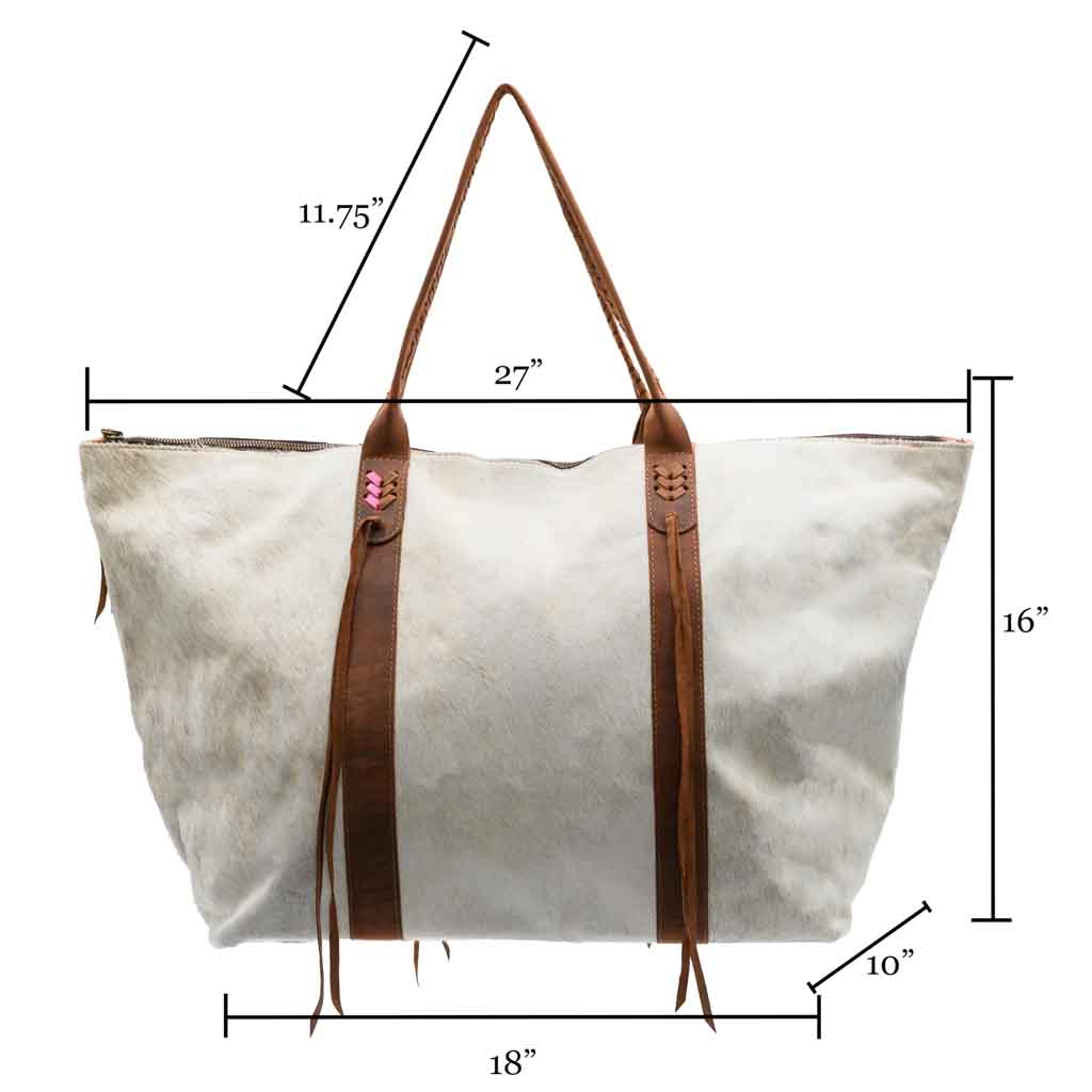 WHITE COWHIDE WEEKENDER BAG