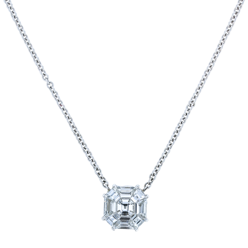 DIAMOND ASHER CUT NECKLACE