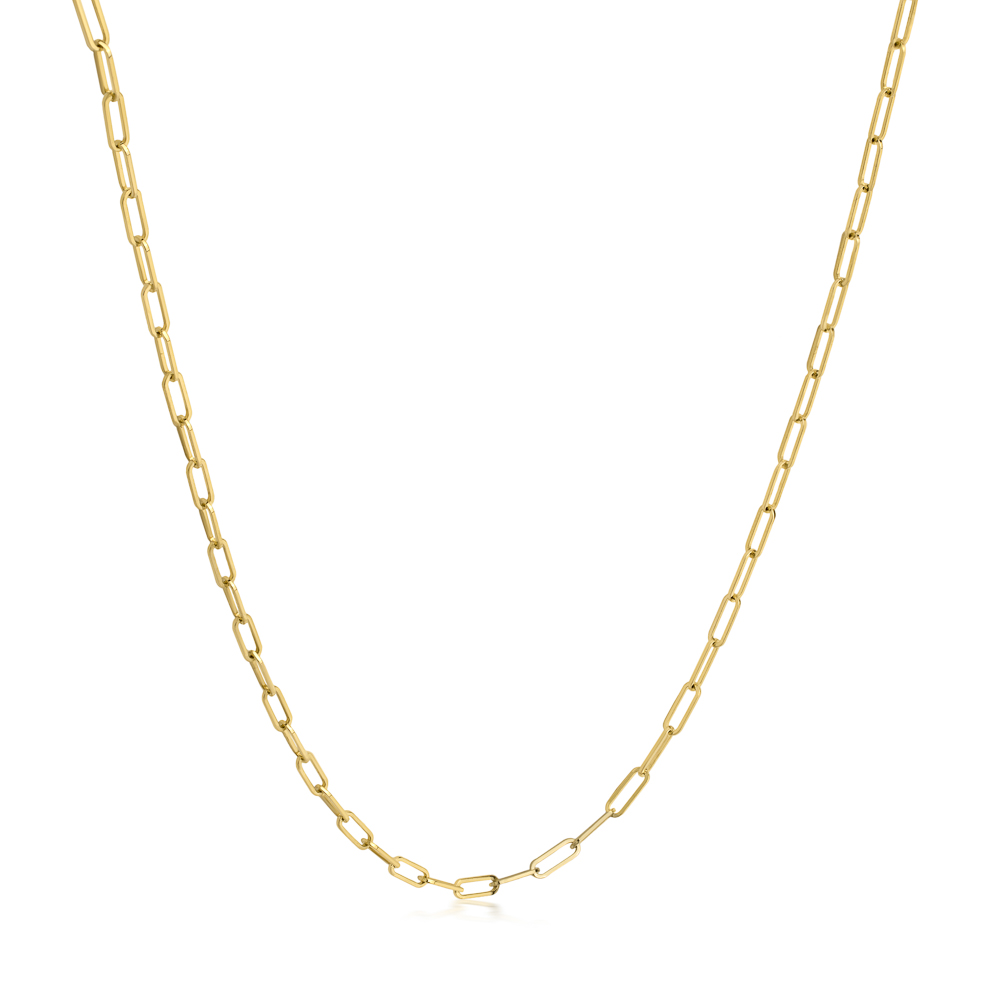 14K YELLOW GOLD TINY PAPER CLIP CHAIN