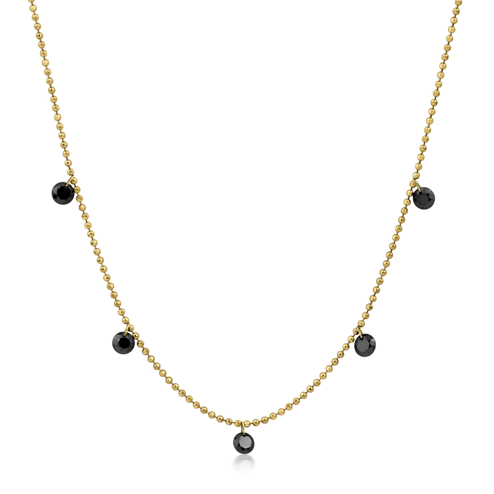 BLACK DIAMOND & YELLOW GOLD DROP NECKLACE