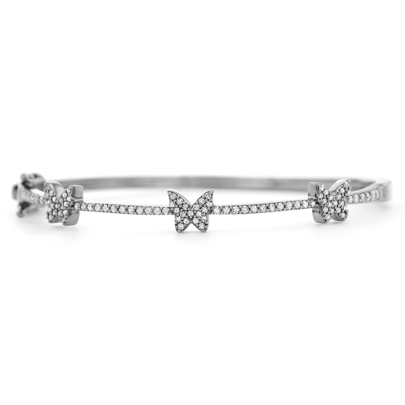 STERLING SILVER DIAMOND BUTTERFLY BANGLE