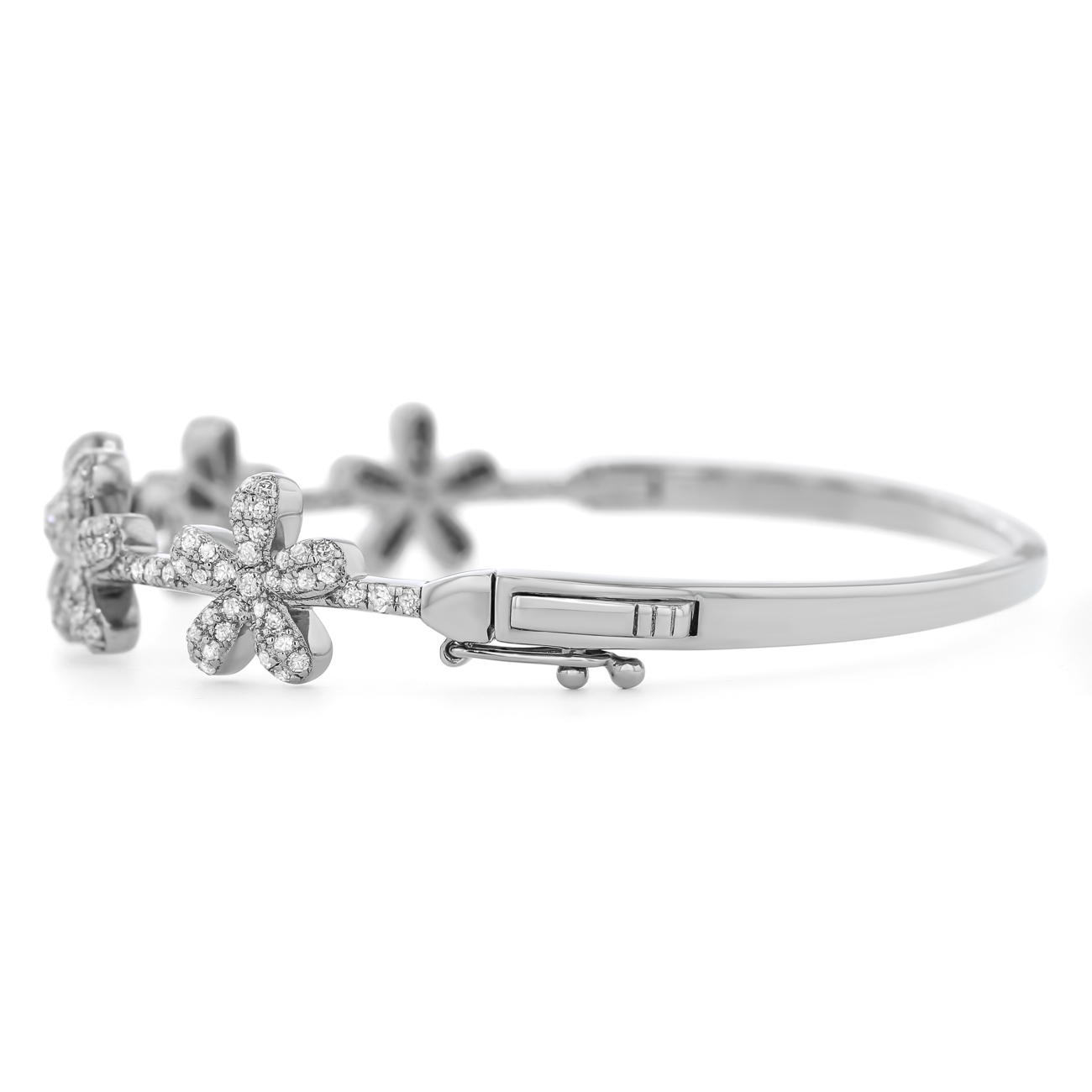 STERLING SILVER DIAMOND FLOWER BANGLE