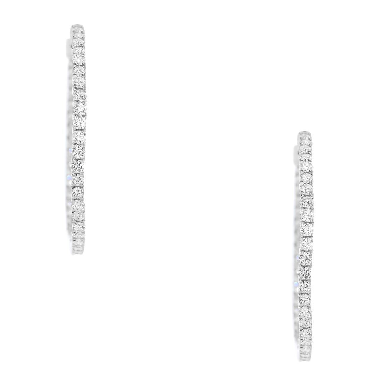 WHITE GOLD MEDIUM DOUBLE SIDED DIAMOND HOOPS