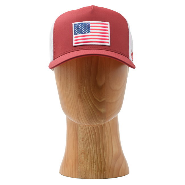 RED U.S.A FLAG TRUCKER HAT