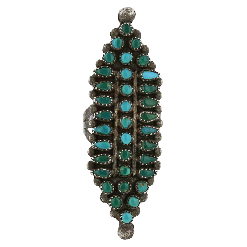ZUNI 1940-50'S SNAKE EYE TURQUOISE RING