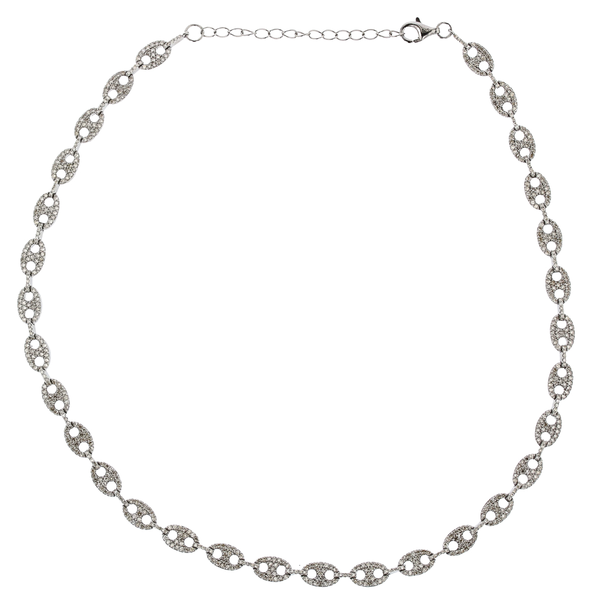 STERLING SILVER DIAMOND LINK NECKLACE