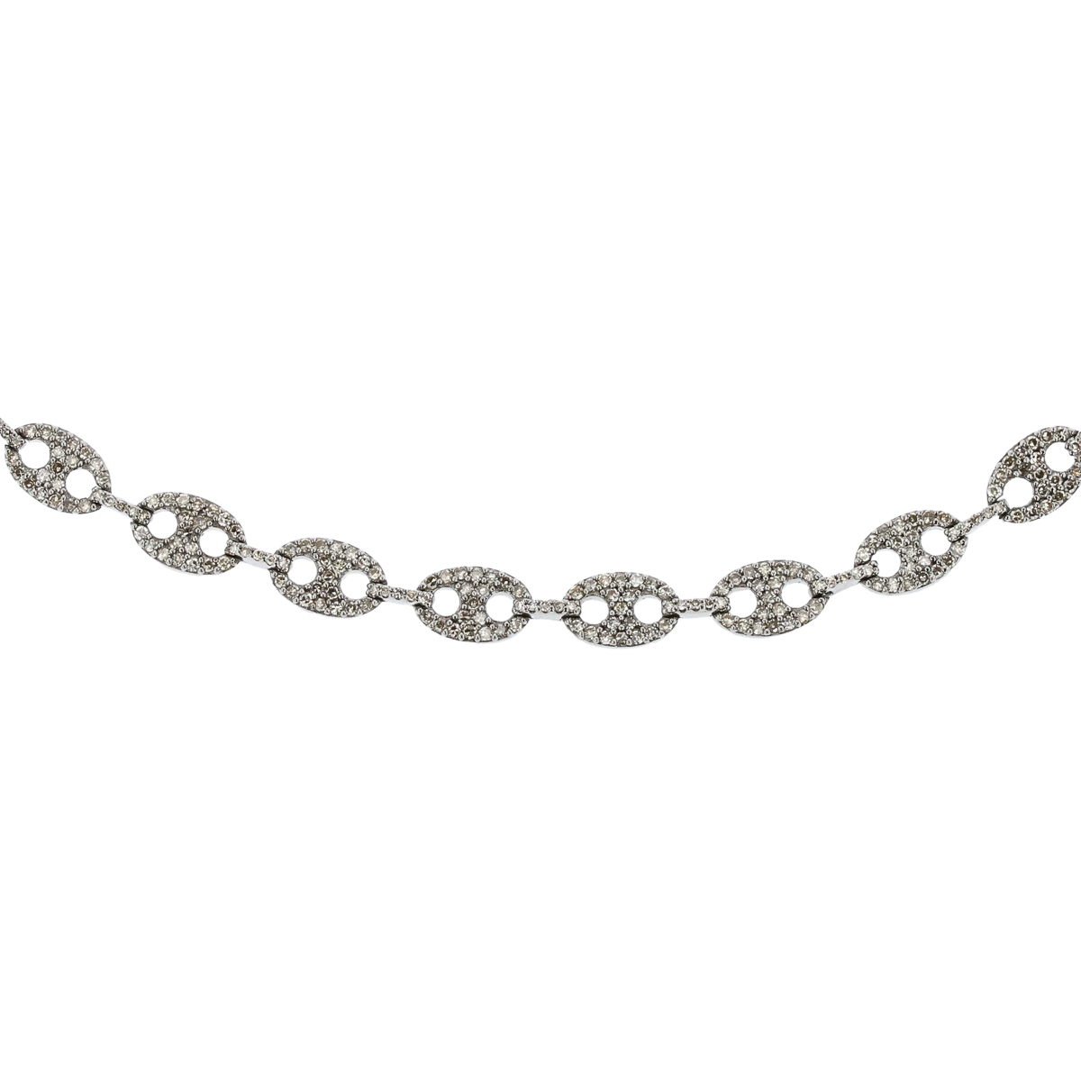 STERLING SILVER DIAMOND LINK NECKLACE