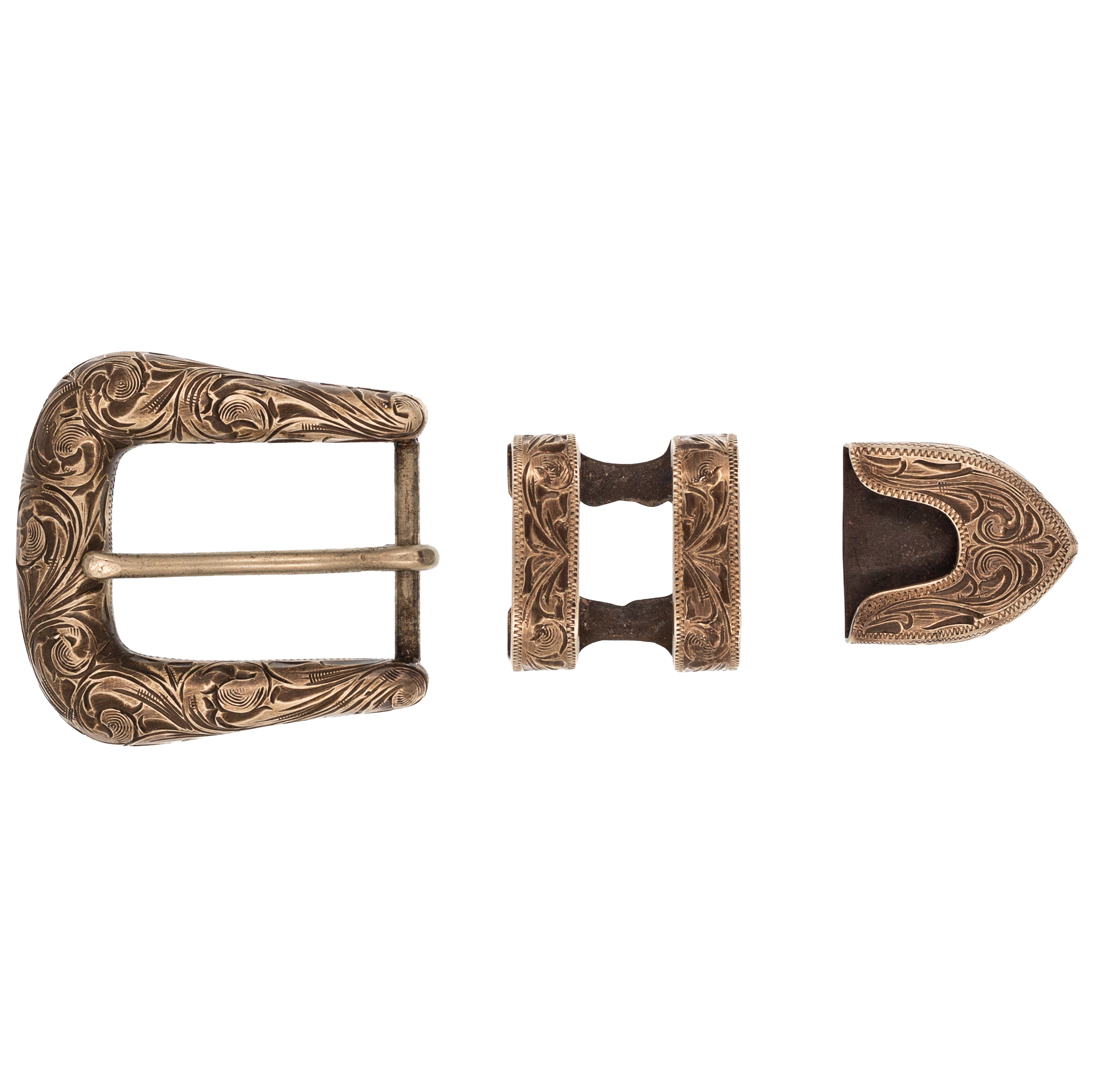 1" ENGRAVED COUNTRY CLUB PATINA BUCKLE SET