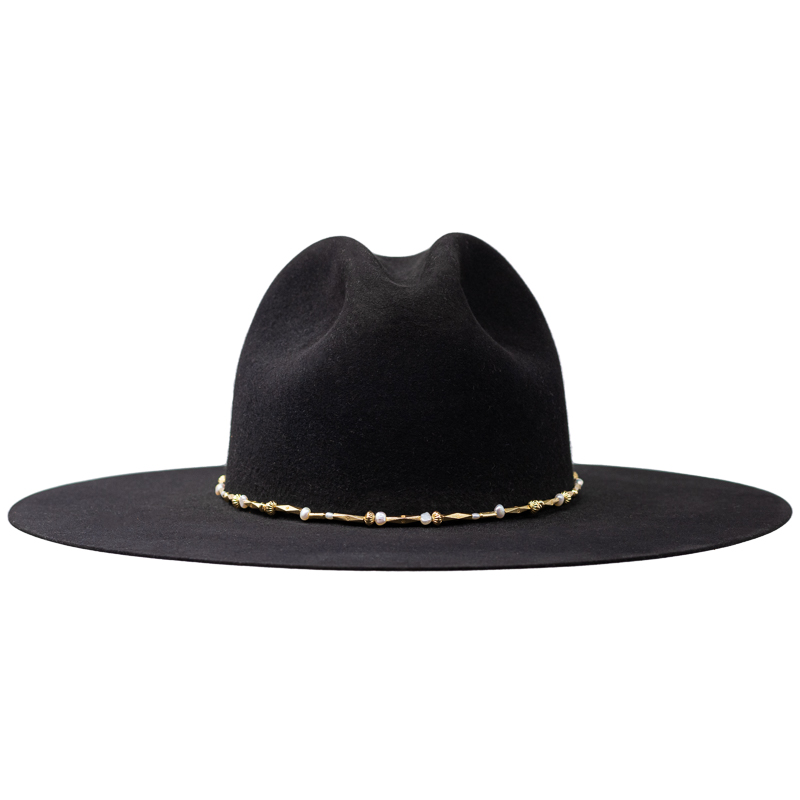 GOLD STAMPED BEADED HAT BAND