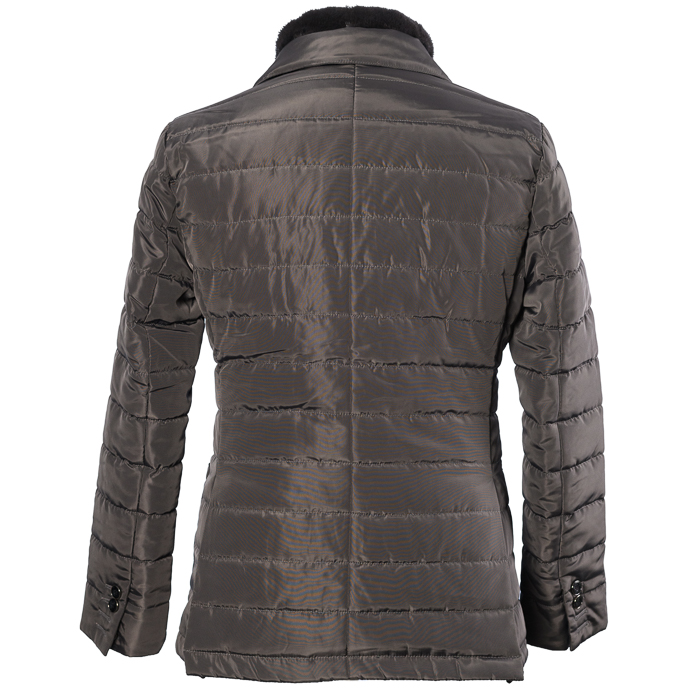 GREY DOWN JACKET WITH MINK PANEL