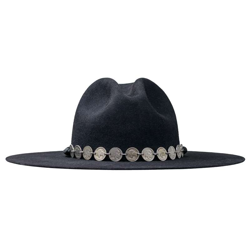 WHITE SNAKE VERTEBRAE HAT BAND WITH NICKLE COINS