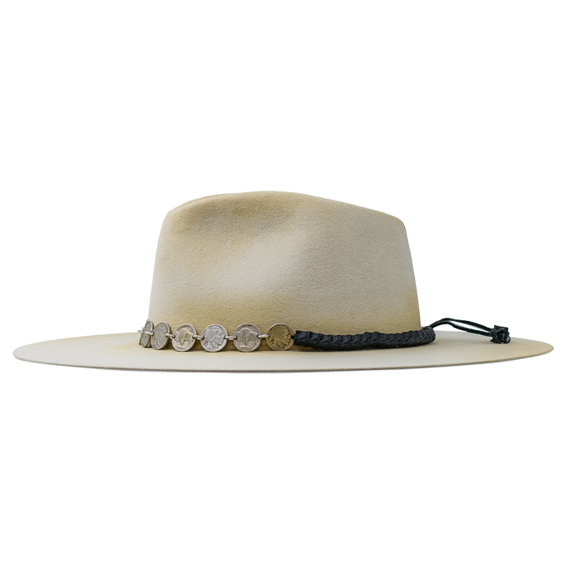 BLACK COBRA VERTEBRAE HAT BAND WITH NICKLE COINS