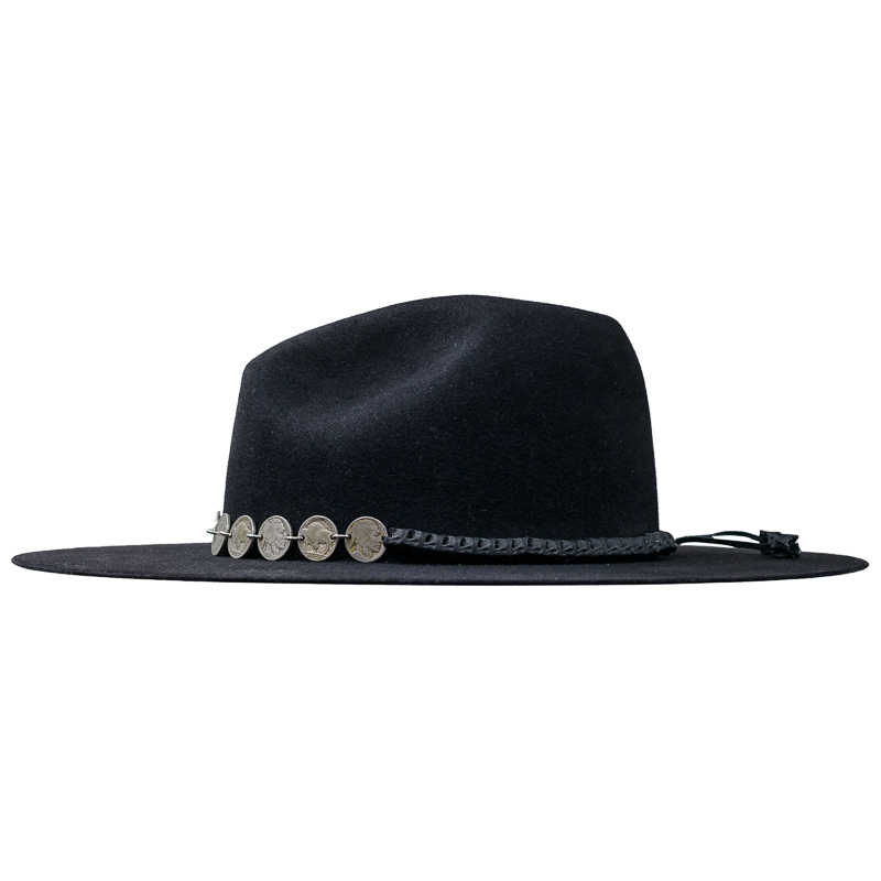 BLACK COBRA VERTEBRAE HAT BAND WITH NICKLE COINS